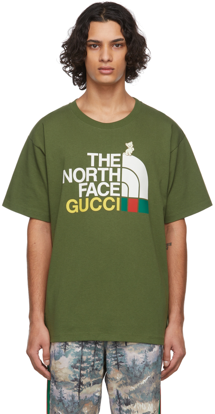 Gucci Khaki The North Face Edition Logo T-Shirt - 3450 Military